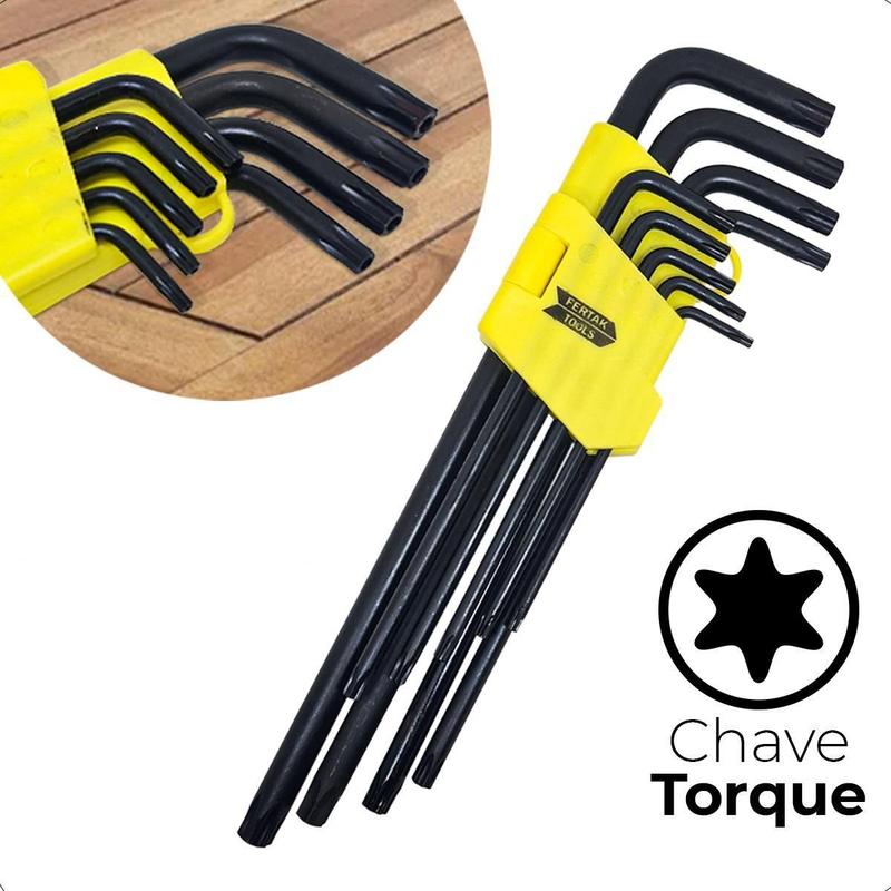Jogo De Chaves Torque Tipo L Longa T10 À T50 - 9 Medidas - Fertak ...