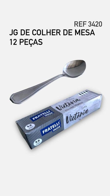 Jogo de COLHER de mesa 12 Peças Linha Victoria - fratelli - Colher de ...
