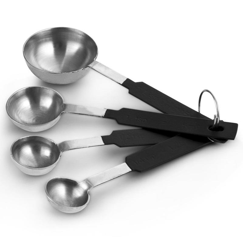 Jogo De Colheres Medidoras Cozinha C/ 4 Peças Inox Preto - Mimo Style ...