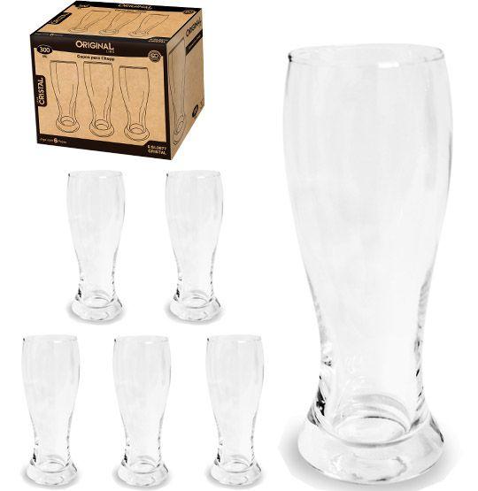 jogo de copo de vidro para chopp cristal com 6 pecas 300ml - ORIGINAL ...