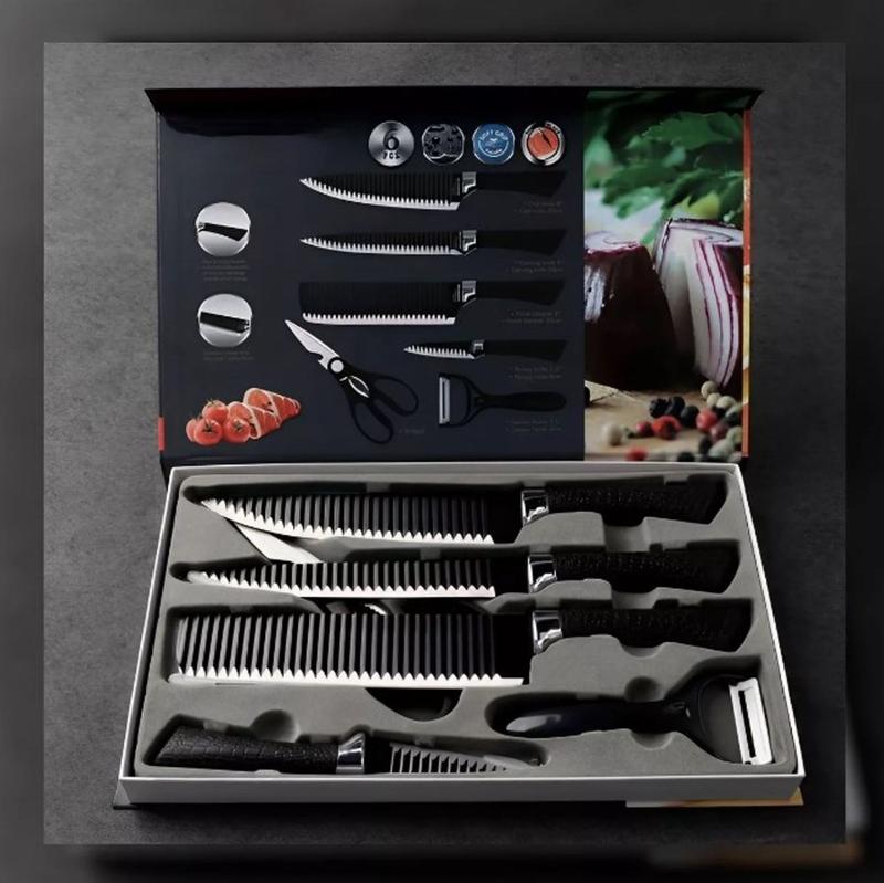 Jogo De Facas Kit 6 Peças Para Cozinha Aço Inox Antiaderente ...