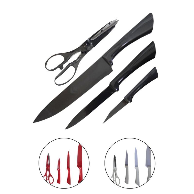 Jogo de Facas Kit com 4 Peças com Tesoura Inox Conjunto de Facas para ...