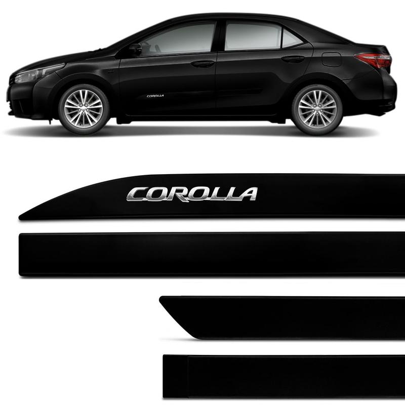 Jogo de Friso Lateral Corolla 2008 a 2020 Preto Eclipse Facão Grafia ...