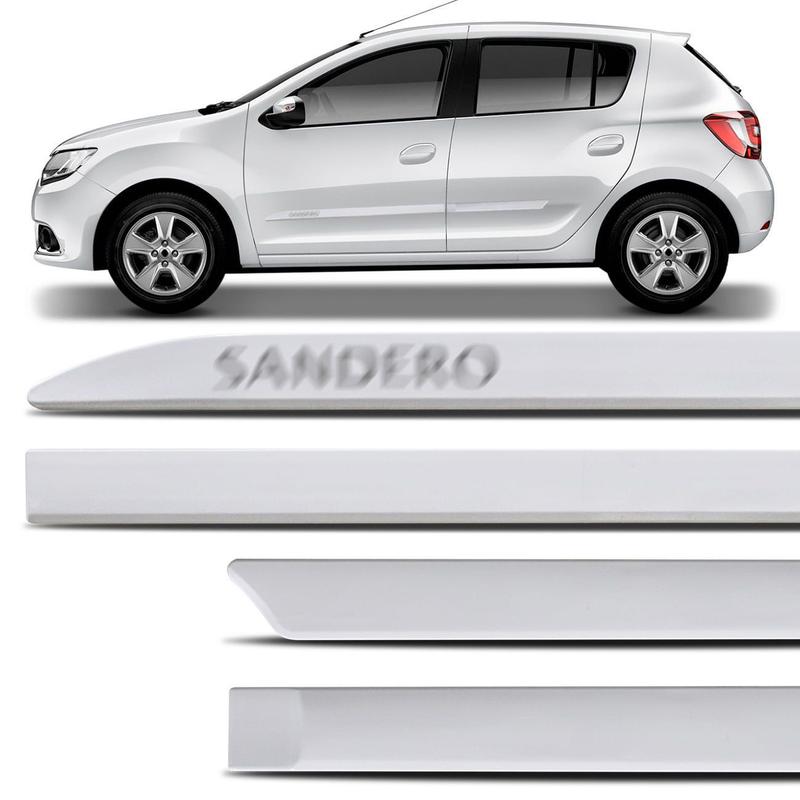 Jogo de Friso Lateral Sandero 2015 a 2019 Branco Glacier Facão com ...