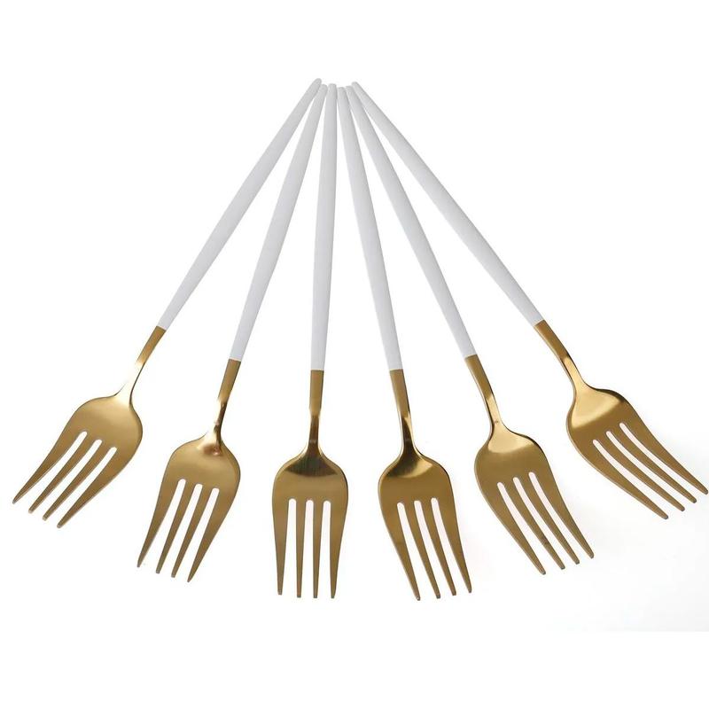 Jogo de Garfo 6 Peças de Aço Inox 20,8cm Dourado Luxo - Dolce Home ...