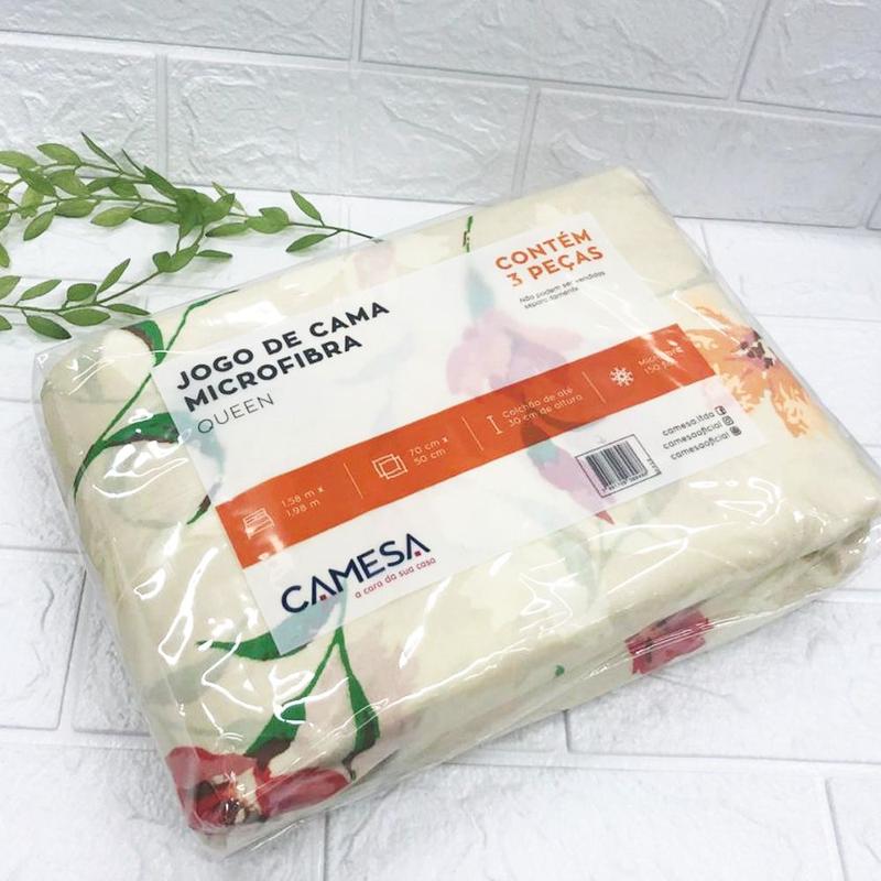 Jogo De Lençol Casal Queen Elástico Box Microfibra 3 Peças - CAMESA ...