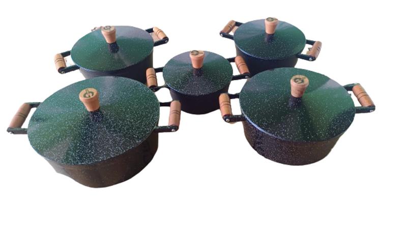 jogo de panela de alumínio fundido batido grosso com 5 peças tampas ...