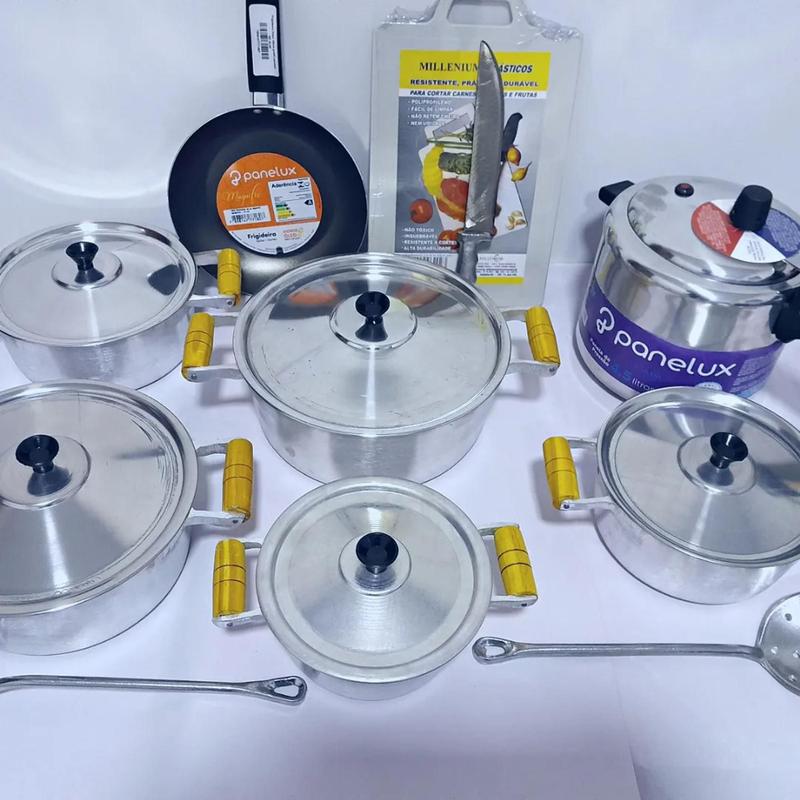 Jogo De Panelas Alumínio Batido Com Panela De Pressão - mega aluminios ...