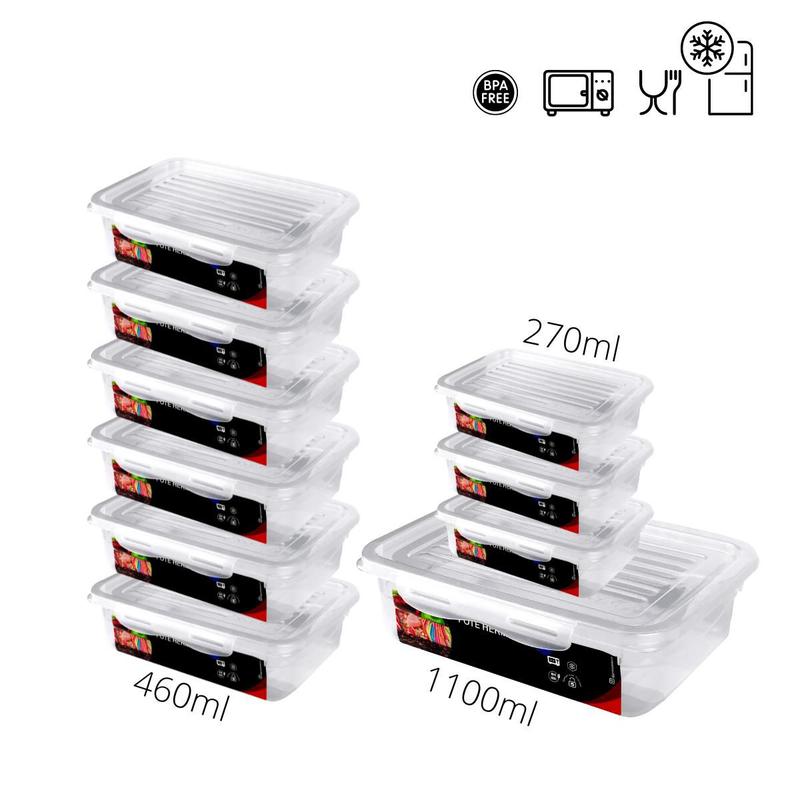 Jogo de Potes Kit 10 Pote Hermetico Marmita Fit c/ Travas Porta ...