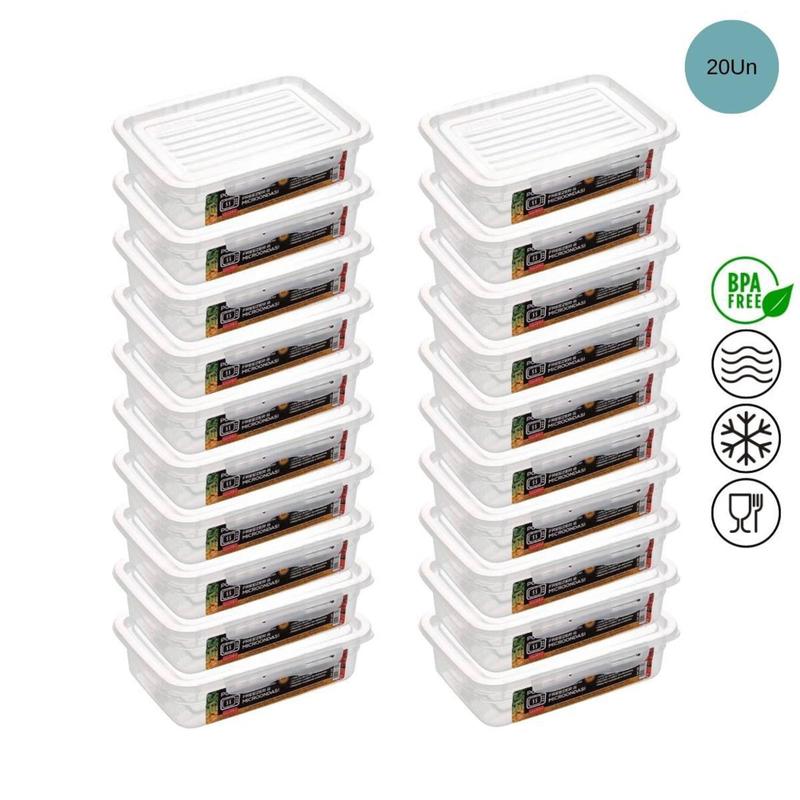 Jogo de Potes Kit 20 Pote Hermetico Alimentos Marmita Fit Reutilizável ...