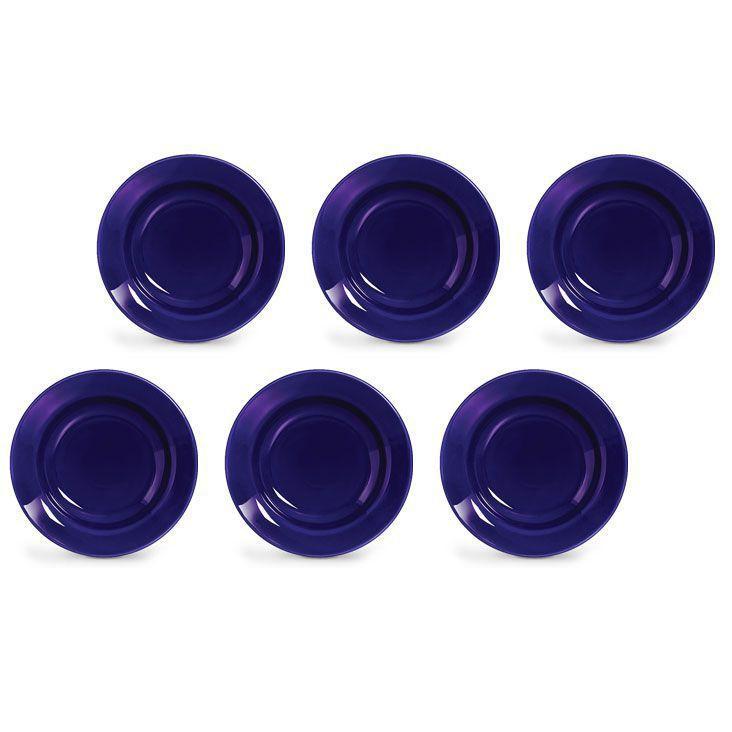 Jogo De Prato Fundo Azul Conjunto 6 Peças Ceramica - Scalla - Prato ...