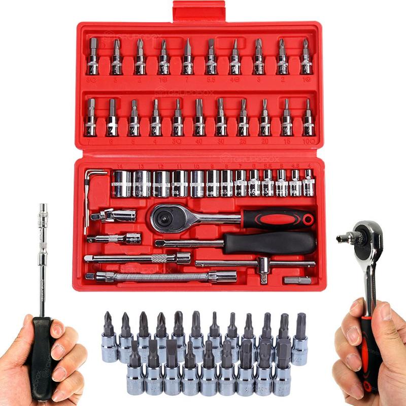 Jogo De Soquete Catraca Allen Com Estojo 46 Peças Crv 1/4 - Kit ...