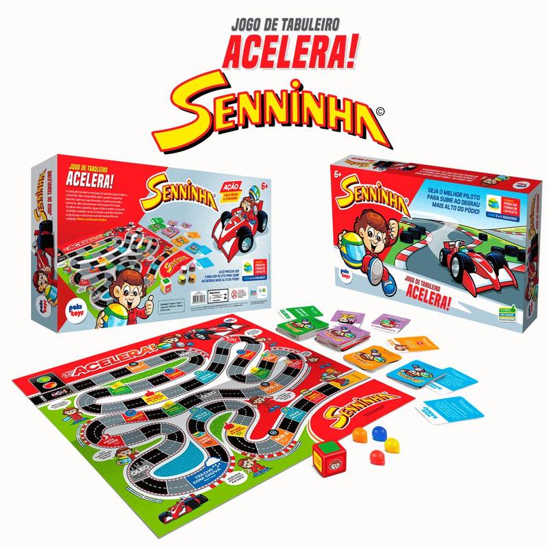 Jogo de Tabuleiro Acelera Senninha: Diversão em Pista com Peões em ...