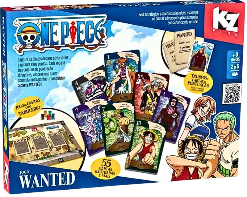 Jogo De Tabuleiro Wanted - One Piece - 55 Cartas Ilustradas - elka - Deck de Cartas - Magazine Luiza