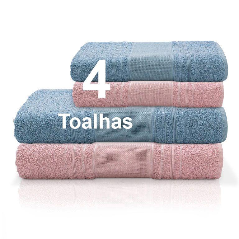 Jogo De Toalhas Camesa Banho E Rosto Etamine Algodão 4pç Top - Jogo de ...