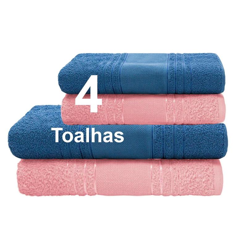 Jogo De Toalhas Camesa Banho E Rosto Etamine Algodão 4pç Top - Jogo de ...