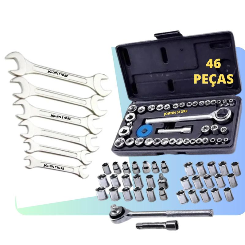 Jogo Kit Caixa Socket Ferramentas Set 46 Pçs Auto Bike Moto - hammer ...