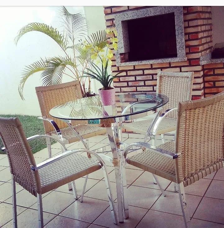 Jogo Poltrona E Mesa Fibra Sintética Vime Varanda Externa - Sarah ...