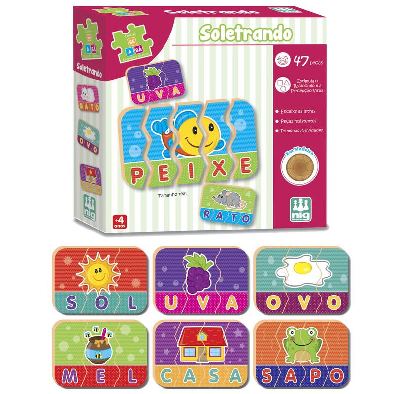Jogo Soletrando Brinquedo Educativo Montar Encaixar Palavras - Nig Brinquedos - Brinquedos ...
