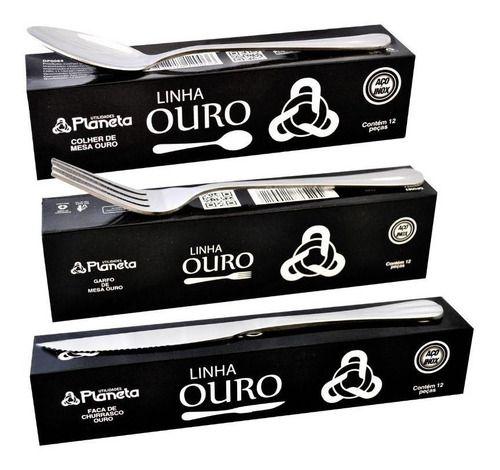 Jogo Talheres Inox Linha Ouro Restaurante Bar Buffet 36 Pcs - Planeta ...