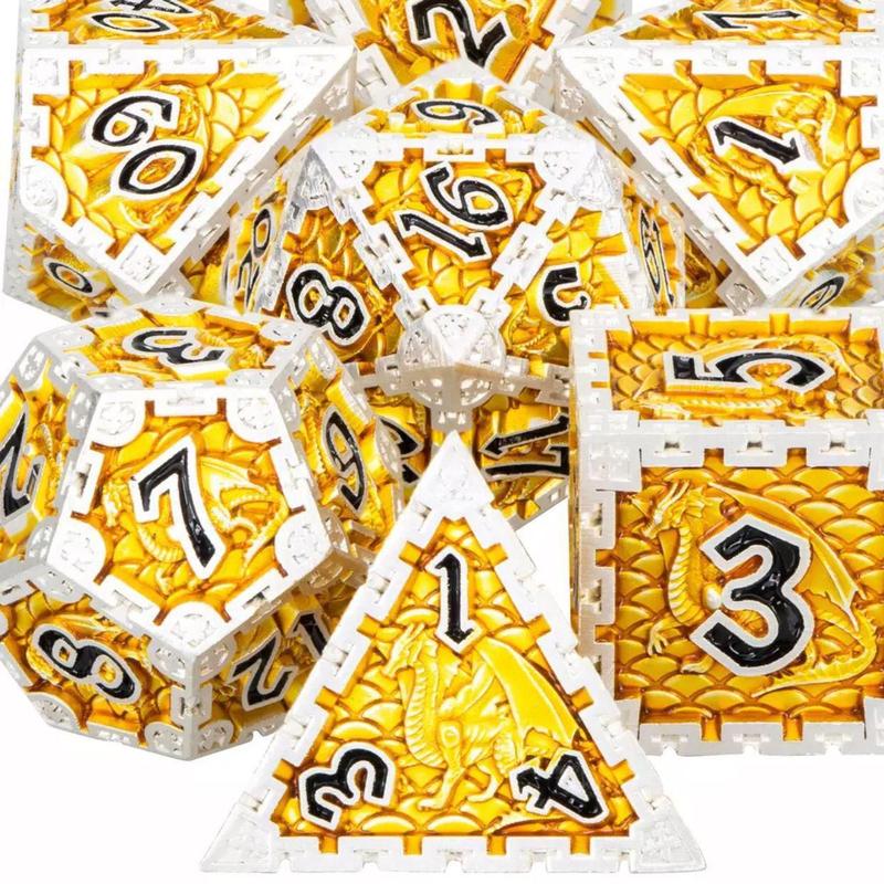 Jogos Dados Rpg Luxo Metal D&D Dragão Silver Yellow - Mega Block Toys ...