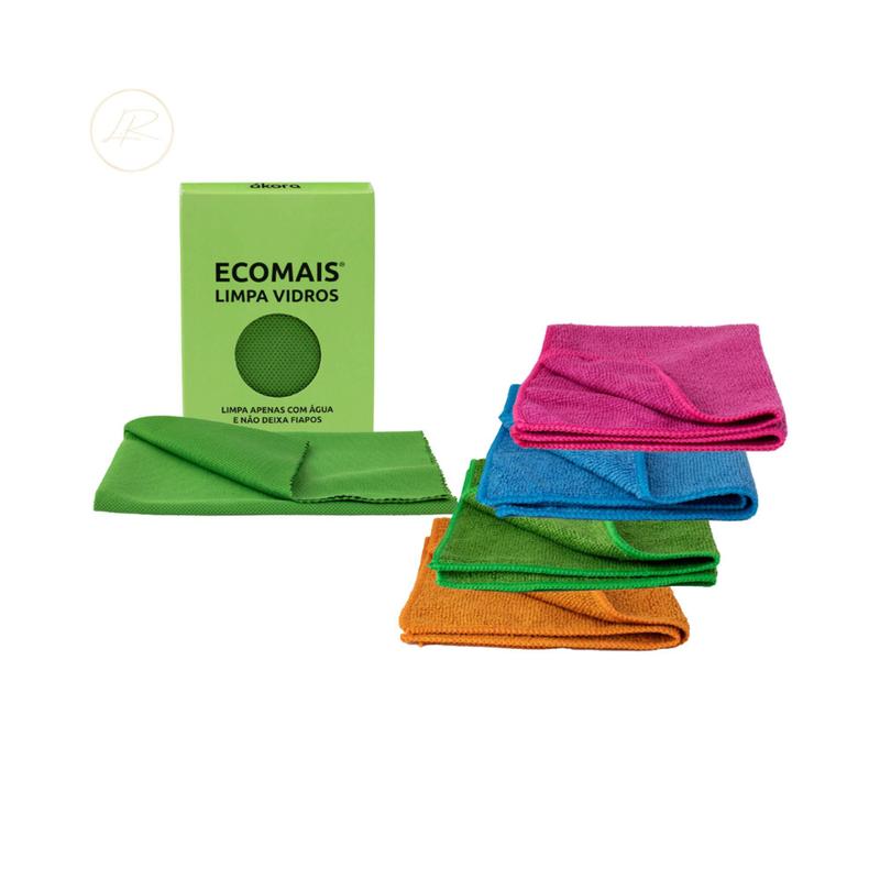 Kit 01 Ecomais Limpa Vidros e Espelhos 04 Pano Mágico Microfibra Uso ...