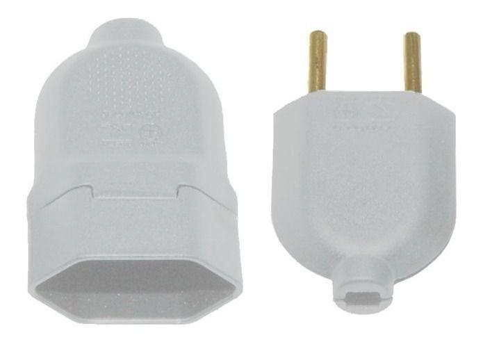 Kit 01 Plug Pino Macho 20a 2p+t + 01 Tomada Fêmea 20a Branco - Bruninho ...