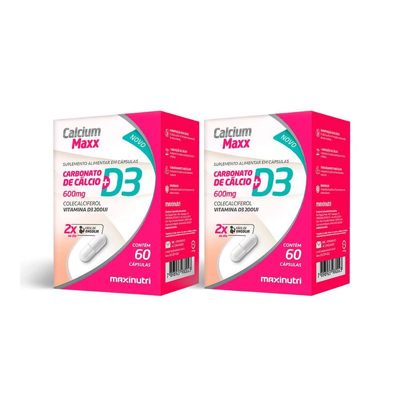Kit 02 Calcium Maxx D3 Fonte De Cálcio Para Os Ossos 60 Caps ...