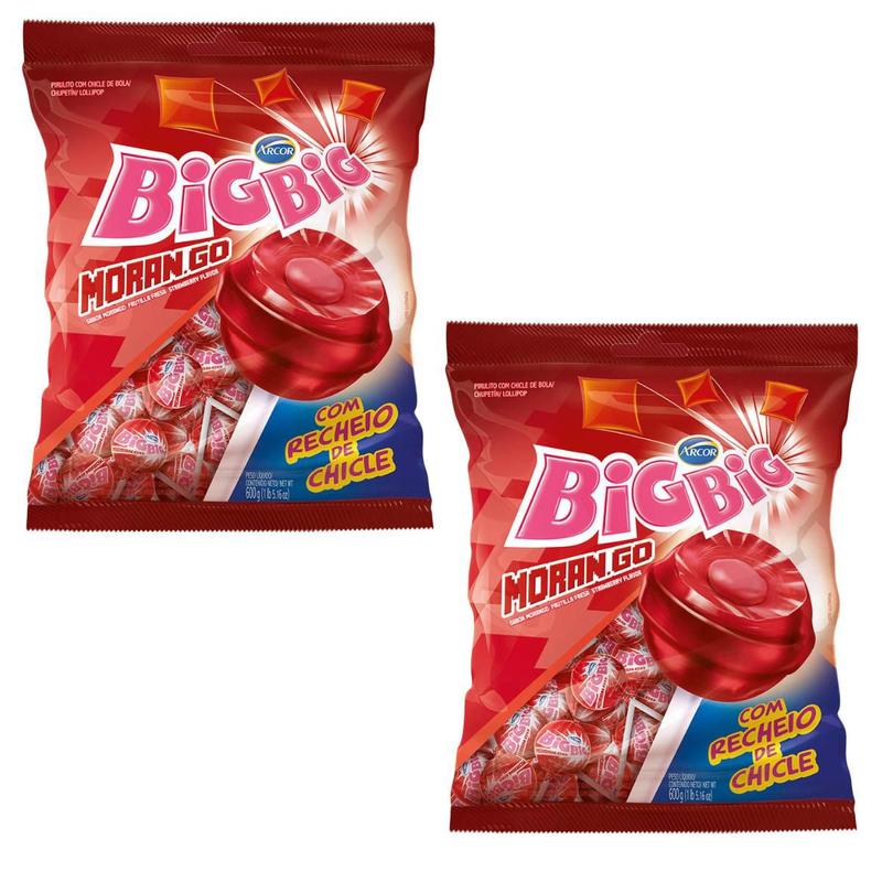 Kit 02 Pacote De Pirulito Big Big Morango 500g Cada - Pirulito ...