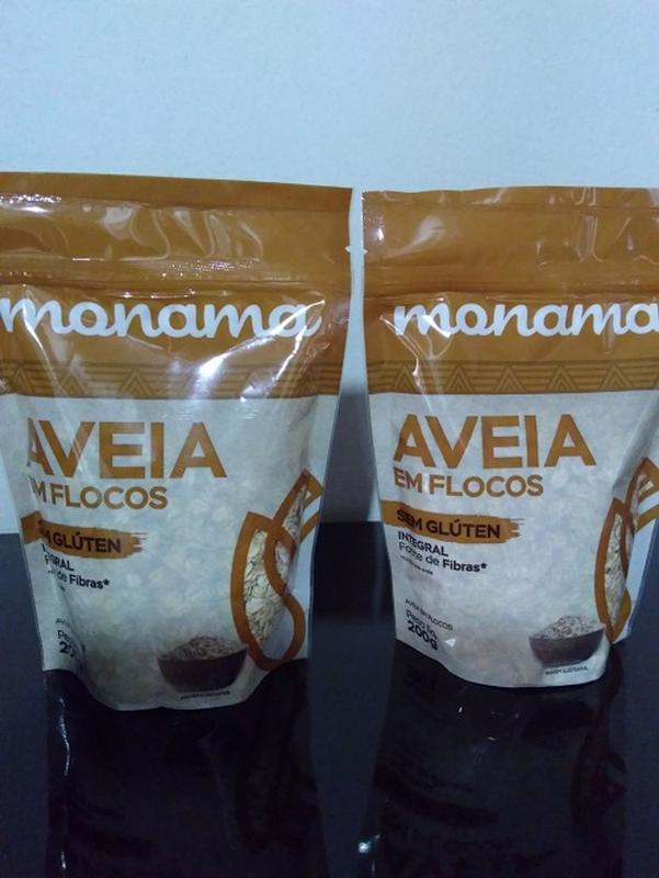 Kit 02 Pacotes Aveia em Flocos Sem Glúten 200 Gr Monama Fonte de Cálcio ...