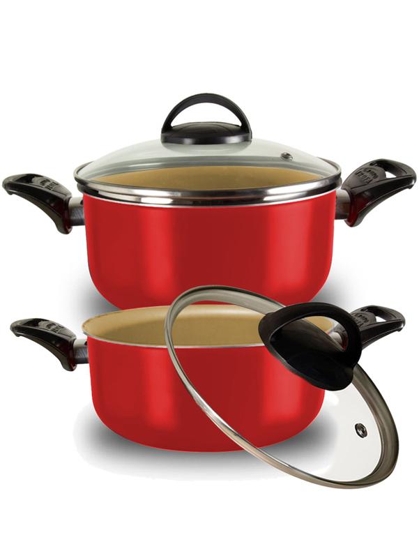 Kit 02 Panelas Caçarolas Tamanho Grande 22 E 24 Cm Cereja - D'Italia ...