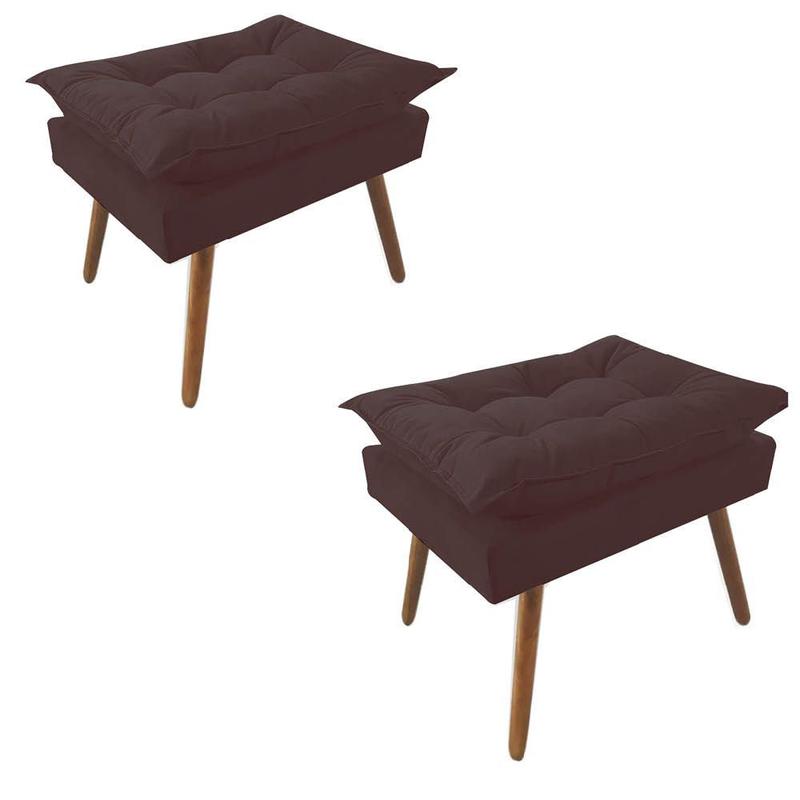 Kit 02 Puff Opala decorativo Pés em Madeira Sala de Estar Recepção ...