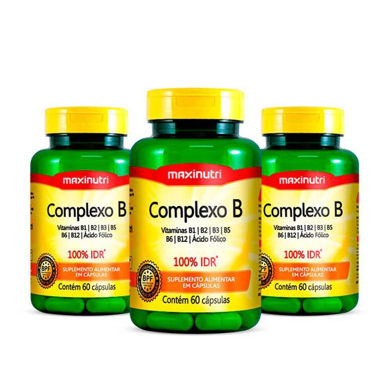 Kit 03 Complexo B 100% IDR com 60 Capsulas Maxinutri - Complexo B ...