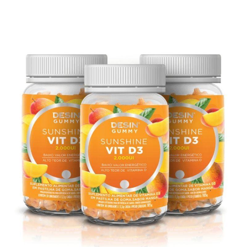 Kit 03 Gummy VIT D3 Sunshine - Desin - Nutricosméticos - Magazine Luiza
