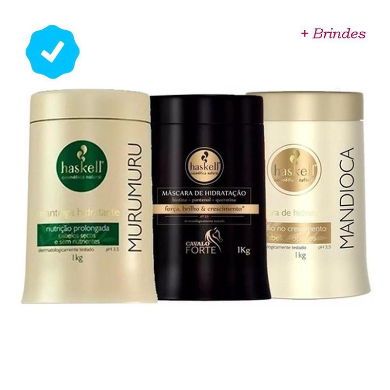 Kit 03 Mascaras Haskell Cavalo Forte, Mandioca E Murumuru 900g - Máscara Capilar - Magazine Luiza
