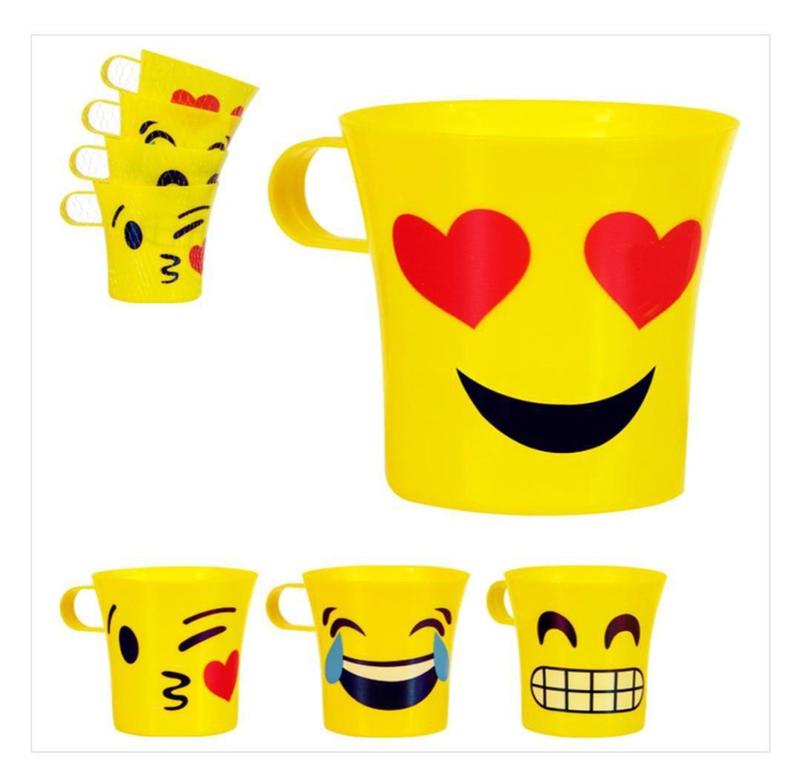 Kit 04 Caneca Crianca Infantil Plástica Emoji Smile - Art House ...