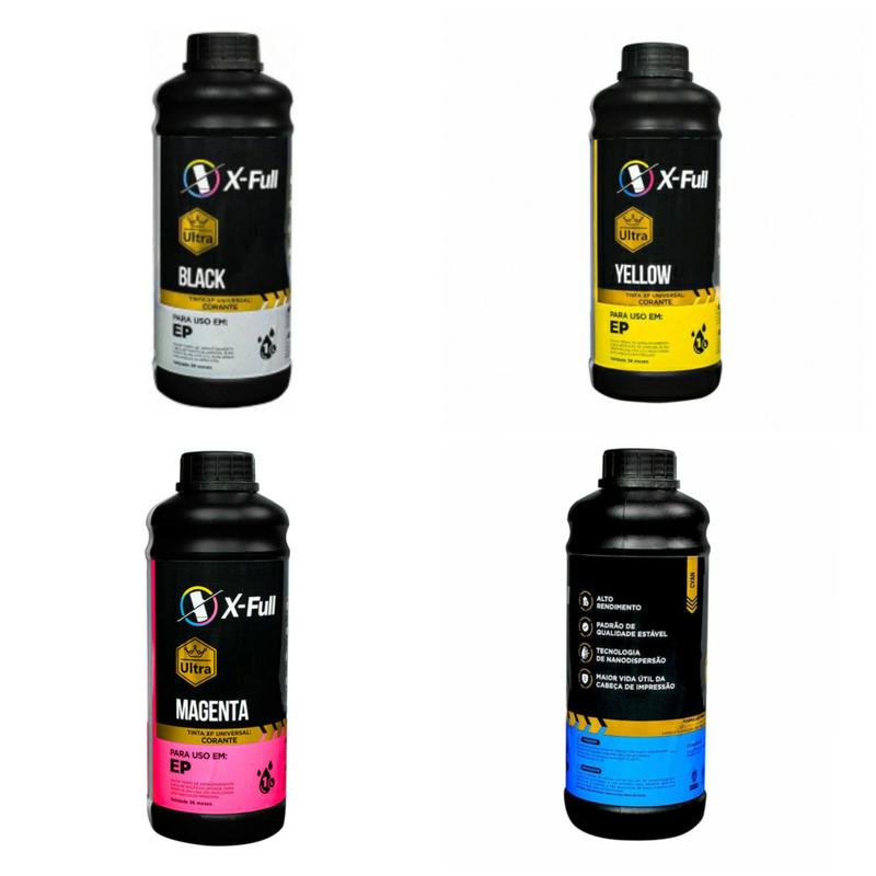 Kit 04 Tinta Para impressora TINTA Corante X-full Cores Litro - Refil ...