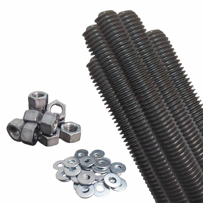 Kit 05 Un Barra Roscada Polida 01 50 Porcas 50 Arruelas UNC - TOURO ...