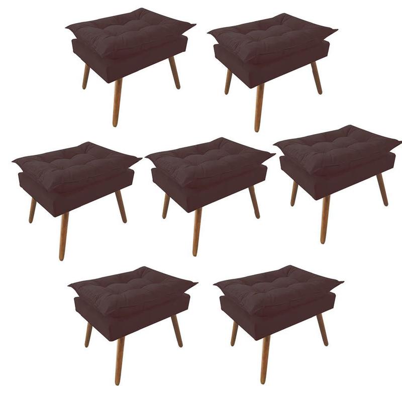 Kit 07 Puff Opala decorativo Pés em Madeira Sala de Estar Recepção ...