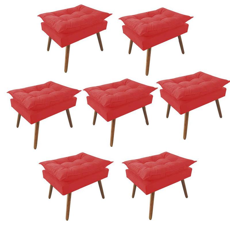 Kit 07 Puff Opala decorativo Pés em Madeira Sala de Estar Recepção ...