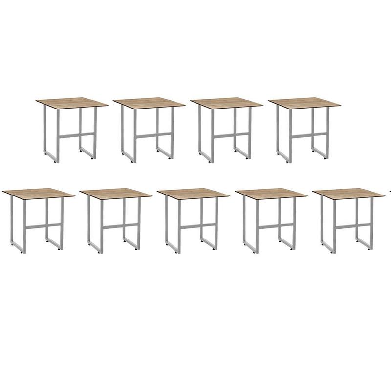 Kit 09 Mesa de Centro Industrial Will Sala Escritório Ferro Prata Tampo ...