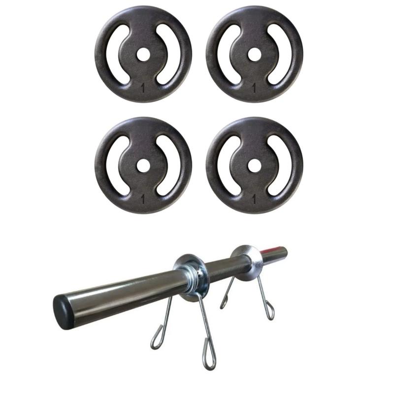 Kit 1 Barra Oca Cromada 45 Cm + 4 Anilhas Pintadas 1 Kg Cada ...