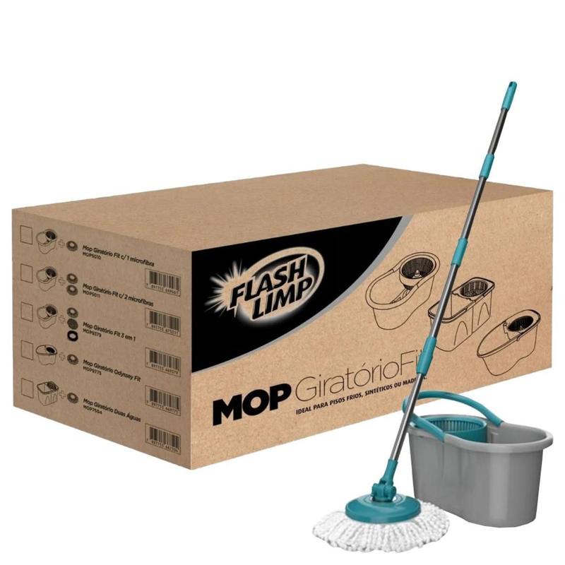 Kit 1 Mop 360 Giratório + 1 Refil De Microfibra Para Limpeza - Flash ...