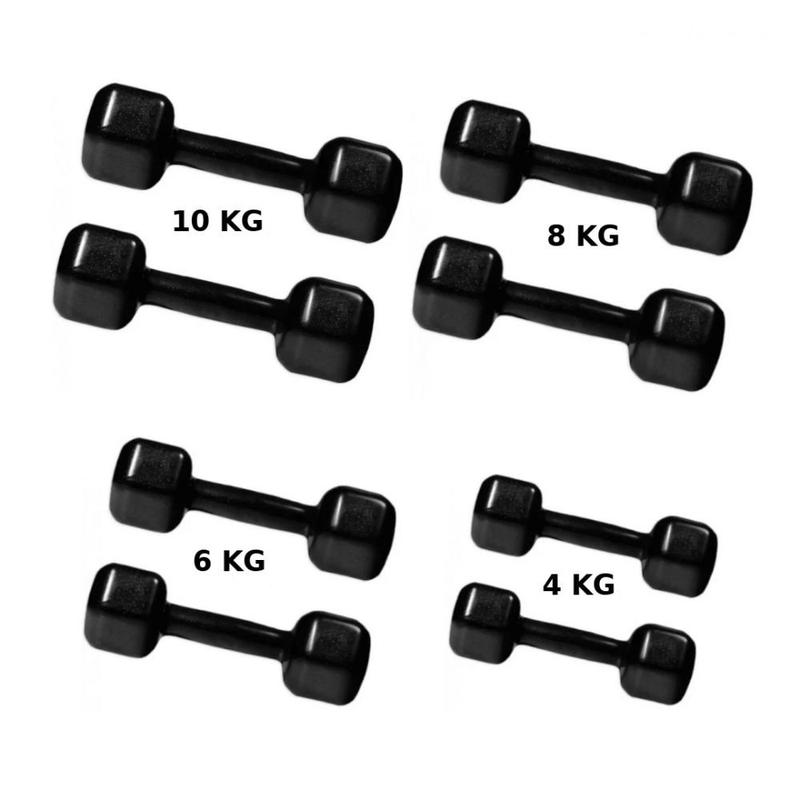 Kit 1 Par de Halter Sextavado 4 Kg + 6kg + 8 Kg + 10 Kg Emborrachado ...