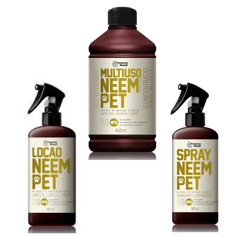 Kit 1 spray neem + 1 loção neem + 1 Multiuso Neem Preserva Mundi ...