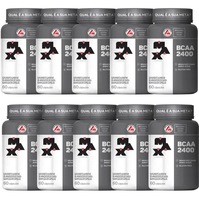 Kit 10 BCAA 2400 60 Capsulas - Max Titanium - BCAA - Magazine Luiza