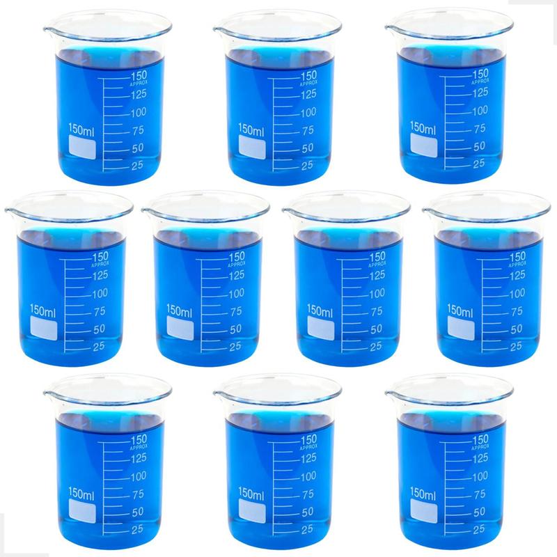 Kit 10 Béquer 150ml Becker de Vidro Forma Baixa Graduado - Perfecta ...
