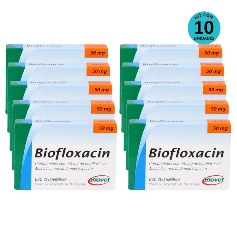 Kit 10 Biofloxacin 50mg C/ 10 Comprimidos- Biovet - Medicamentos ...
