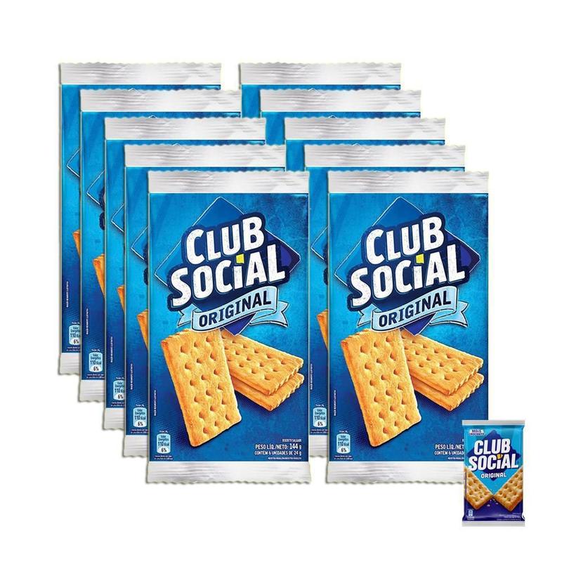 Kit 10 Biscoito Salgado Club Social Pacote Com 6 Unidades - Biscoito ...