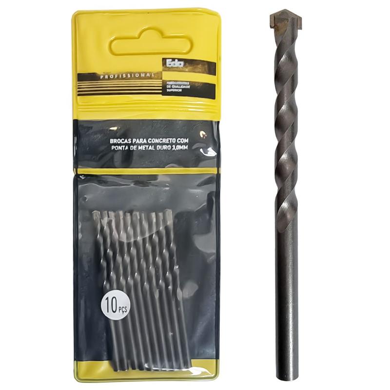 Kit 10 Brocas 3mm Vídea para Concreto Ponta de Metal Duro - Eda ...